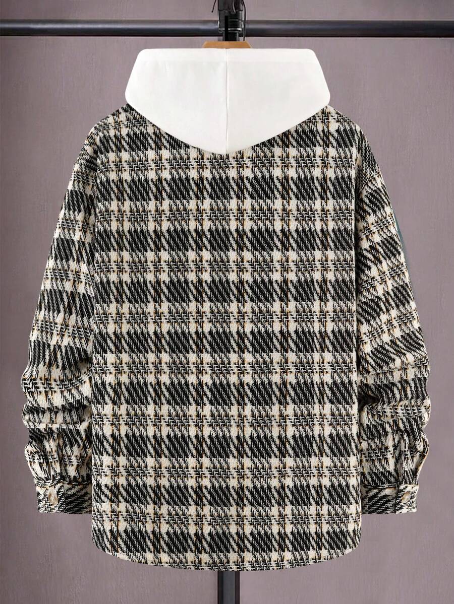 Manfinity Hypemode Men Houndstooth Print Flap Pocket Shacket Without ...