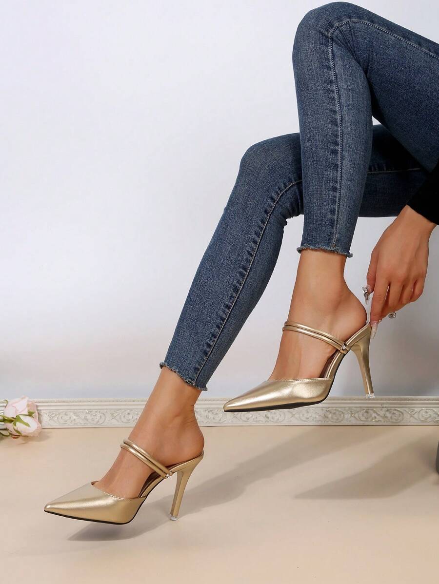 Zapatos de tacón alto de punta cerrada elegantes para mujer, estilo ...