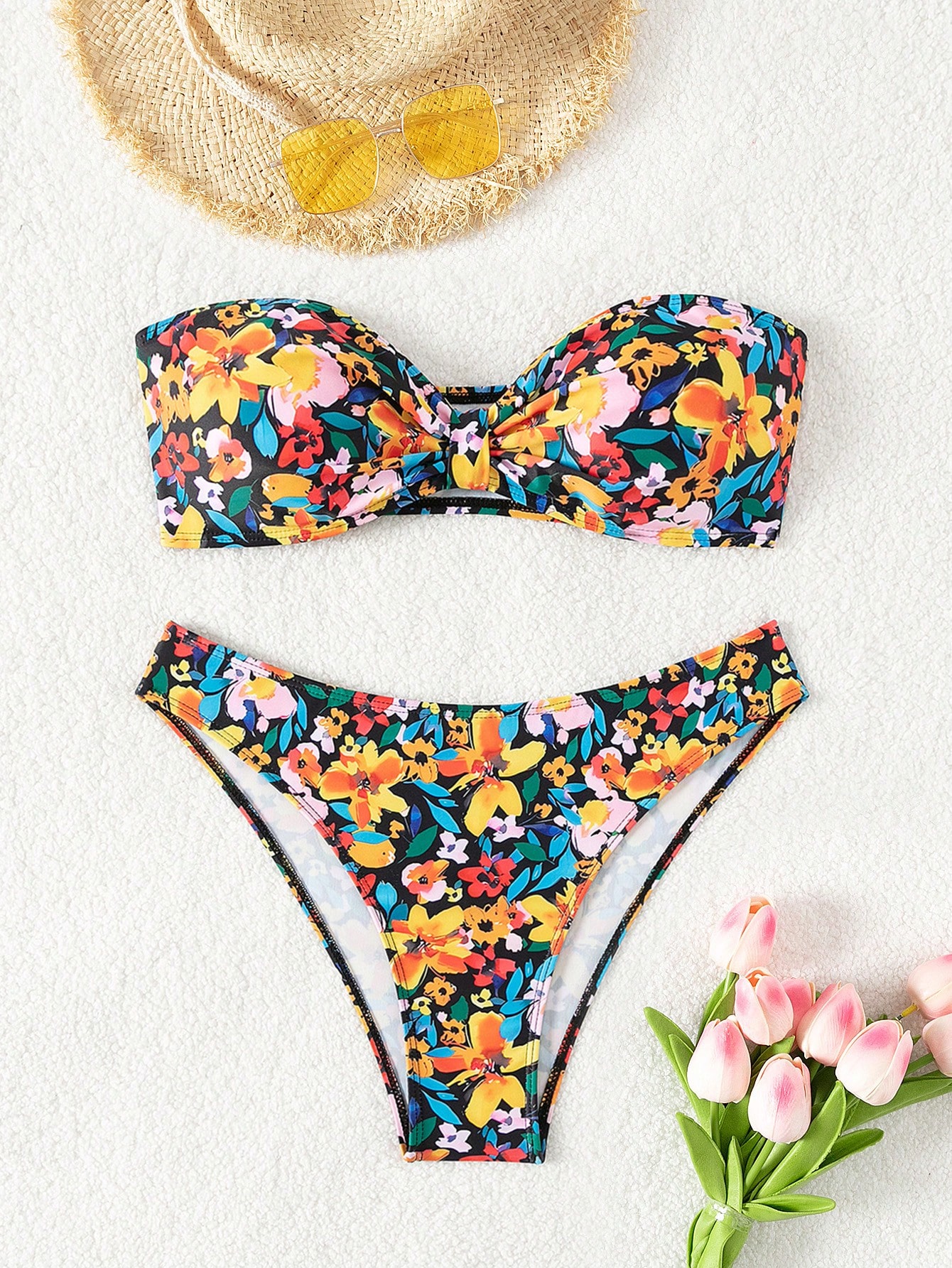 Flower Printed Two-piece Swimsuit Set | SHEIN UK