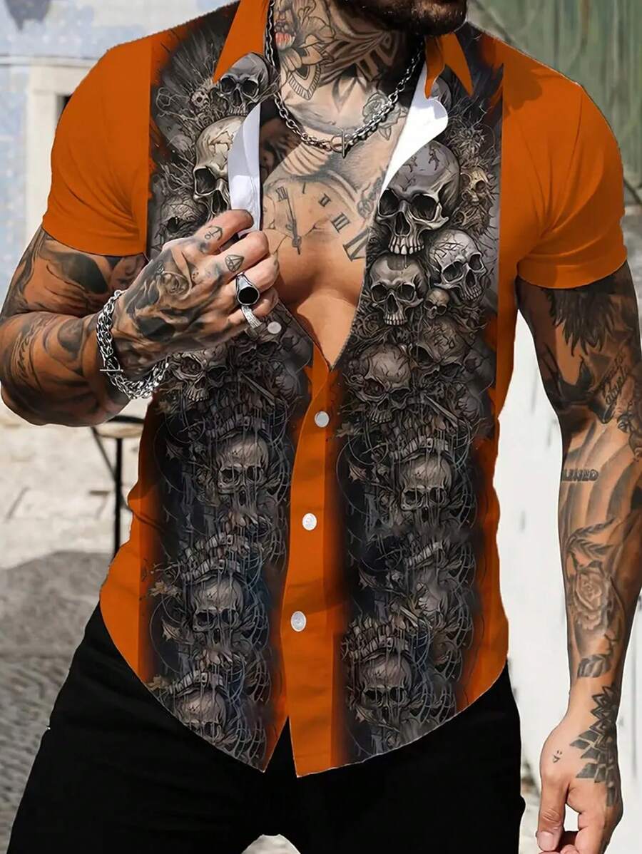 Manfinity LEGND Men Skull Print Shirt | SHEIN USA