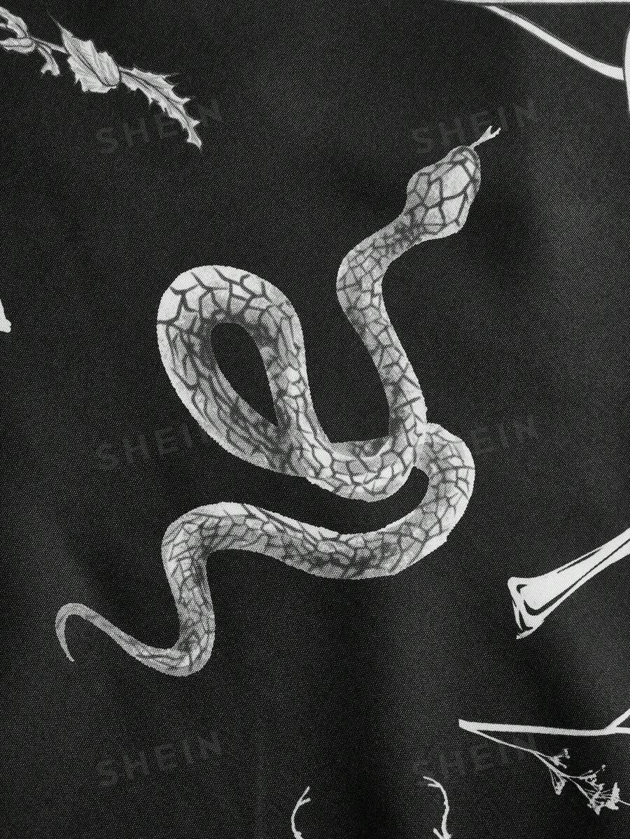 ROMWE Goth Allover Print Overall Dress | SHEIN USA