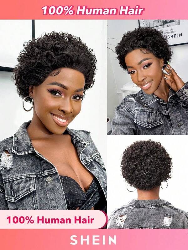 Deep Wave Pixie Cut 13 X 1 Lace Front Wigs 6Inch Black Color Short ...