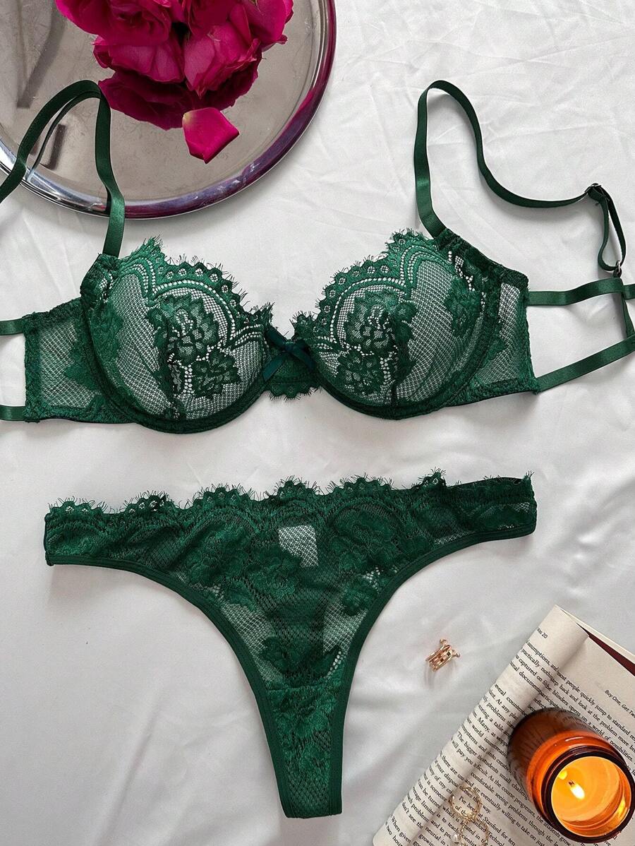 Floral Lace Underwire Lingerie Set | SHEIN USA