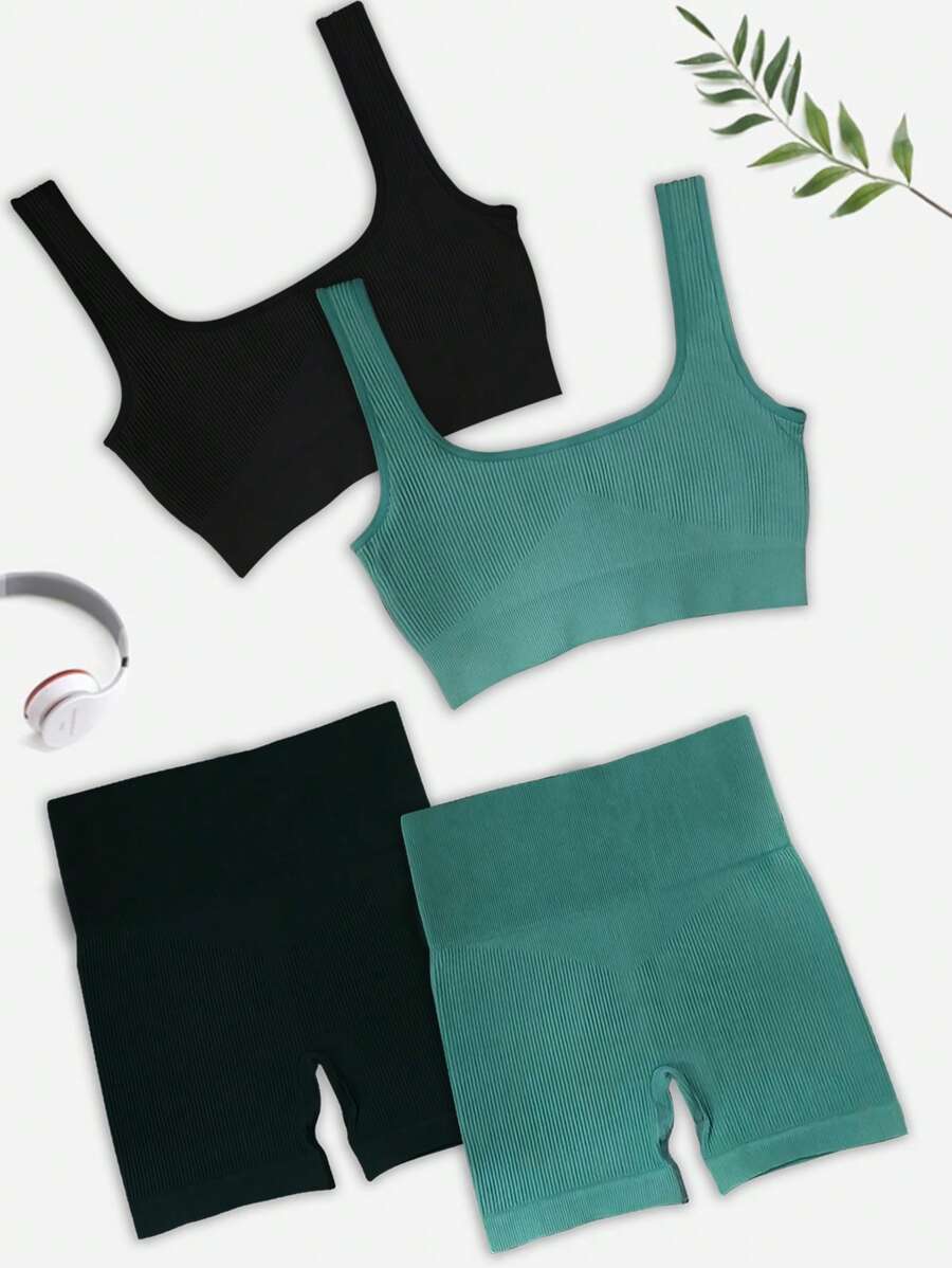 SHEIN Yoga Basic 4pcs Seamless High Stretch Sports Set | SHEIN USA
