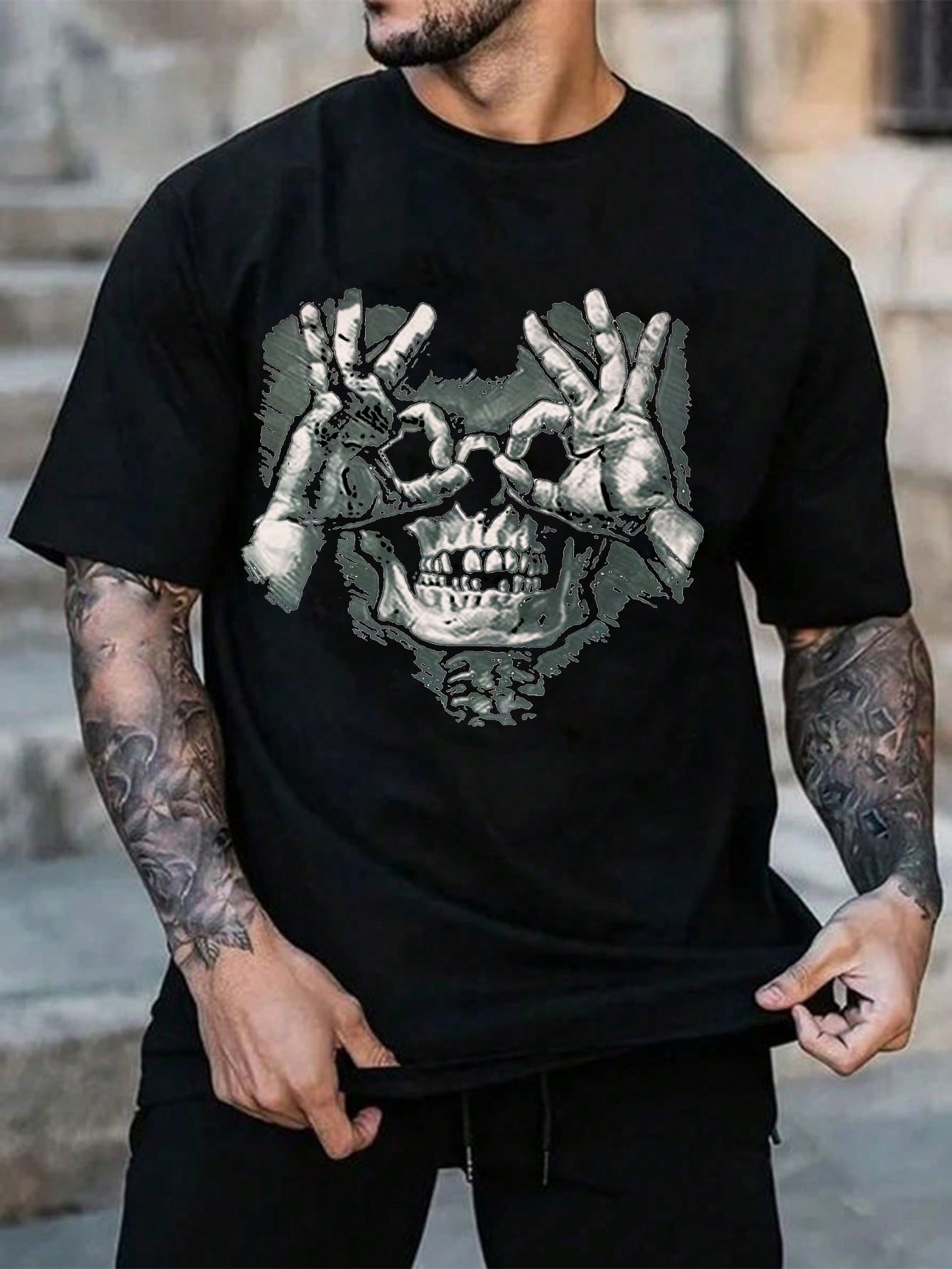 Men Skull Print Tee