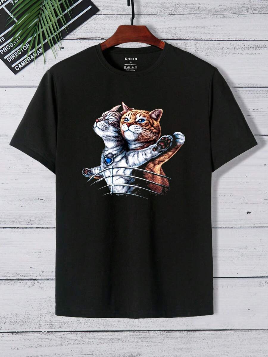 Men Cat Print Tee | SHEIN USA
