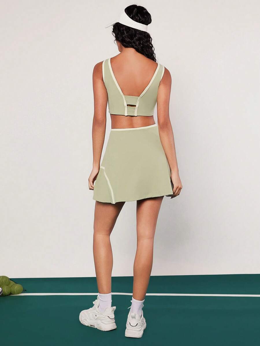 SHEIN VARSITIE Sports Tennis Basic Thigh Highs&Chest Cup With DRESS ...