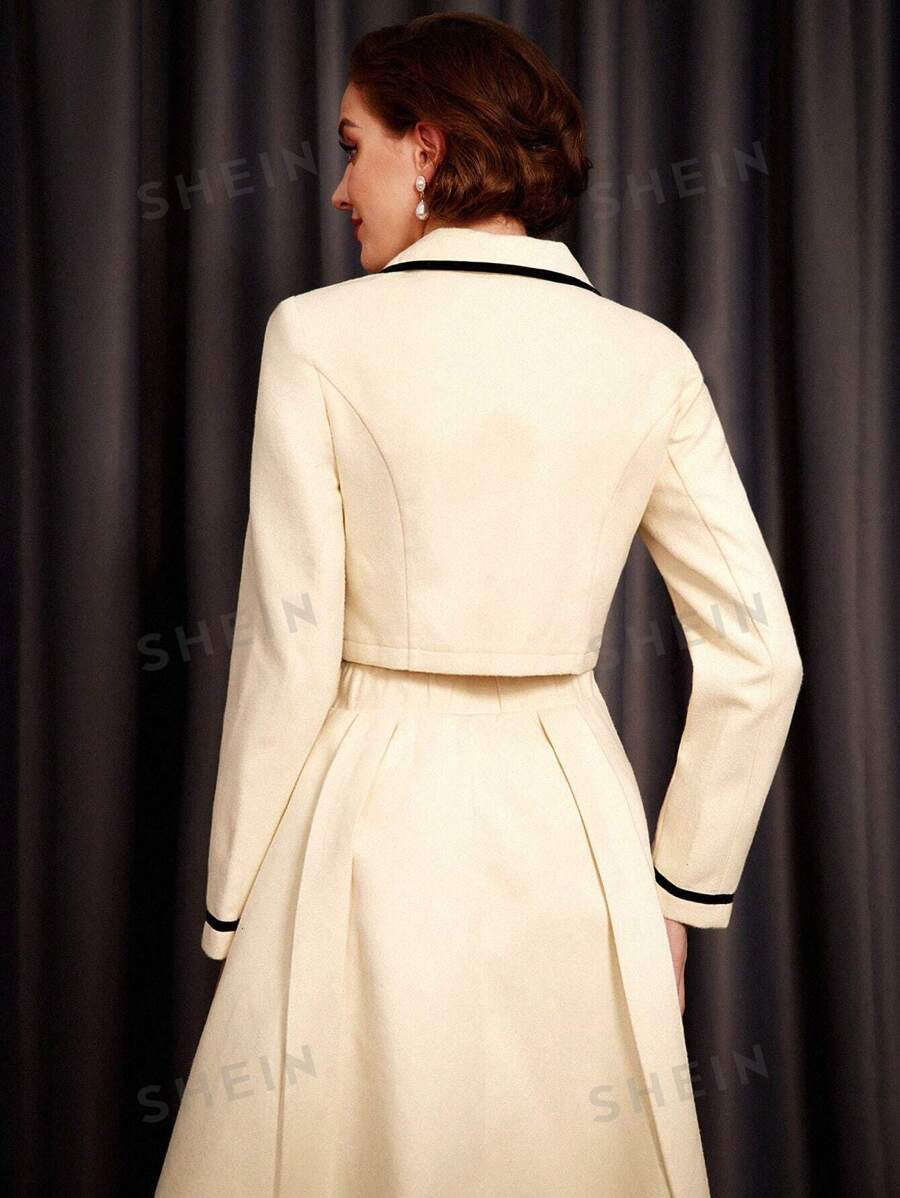 SHEIN DECDS Contrast Binding Crop Blazer Concert Vintage Clothes Winter ...