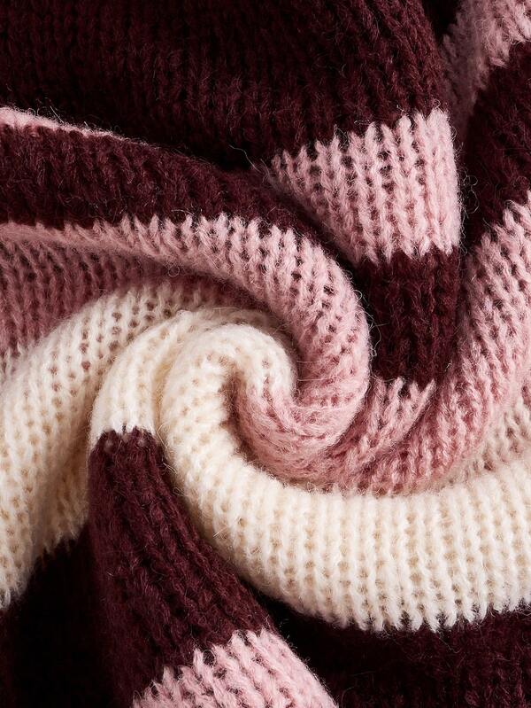 ROMWE Kawaii Striped Off Shoulder Drawstring Trim Sweater | SHEIN USA