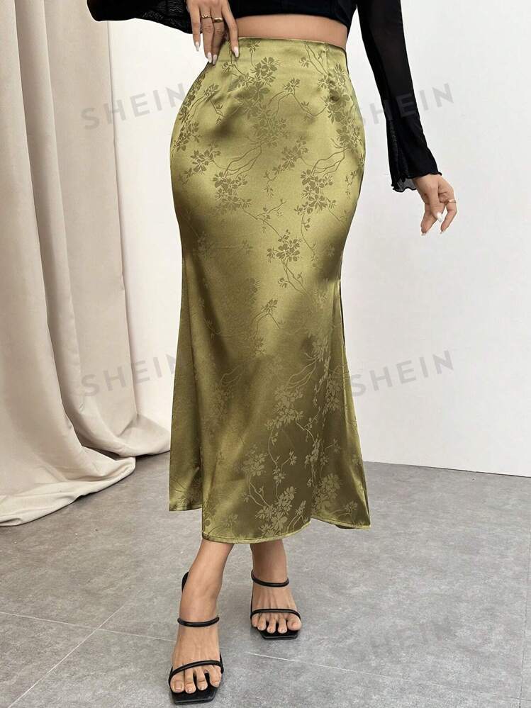 SHEIN Priv High Waist Floral stores Jacquard