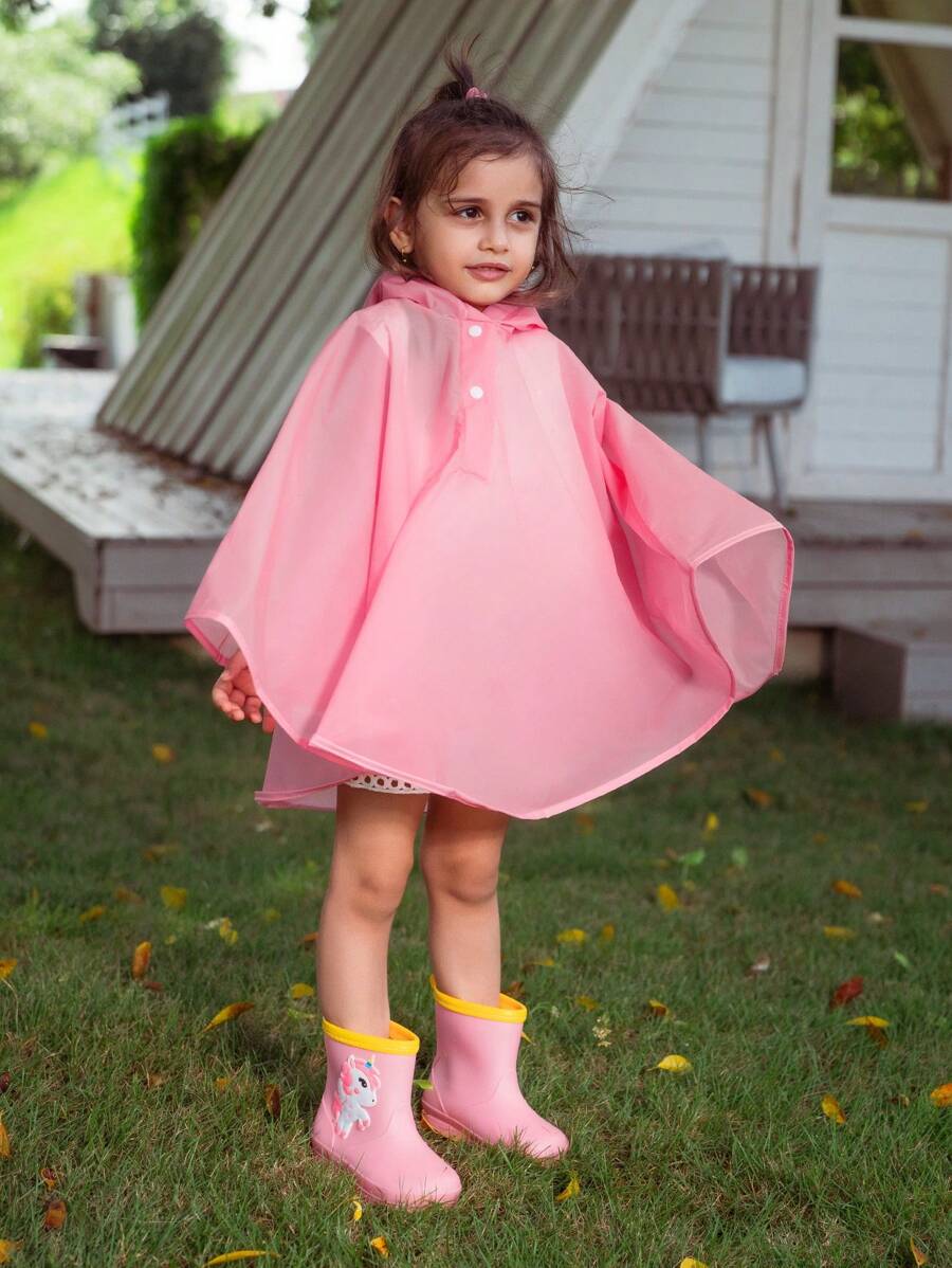 Girls' Cute Pink Color Hooded Raincoat | SHEIN USA