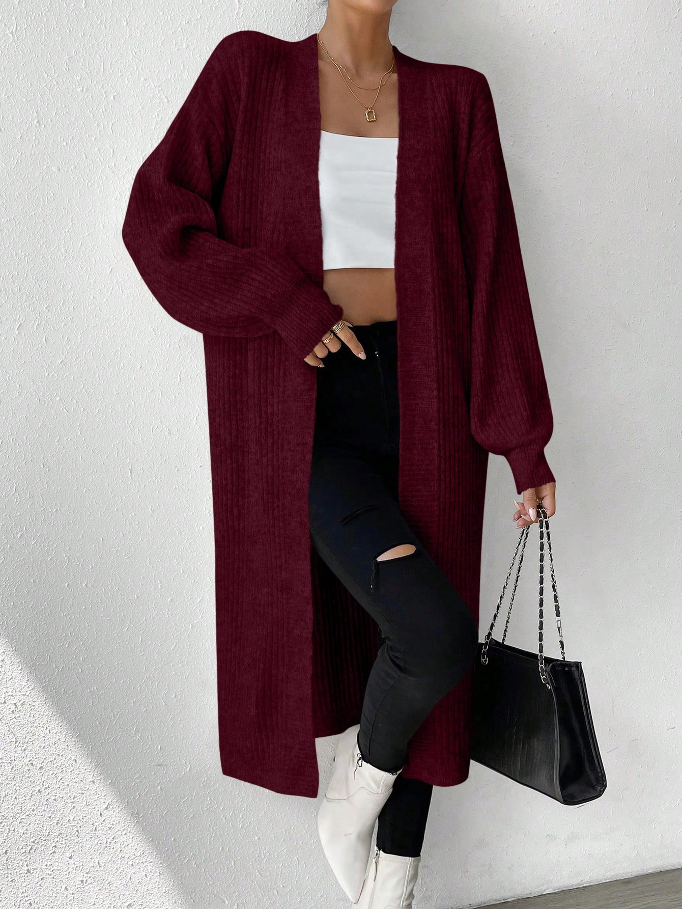 SHEIN Essnce Cardigan Épaule tombante Ouvert | Mode en ligne | SHEIN FRANCE