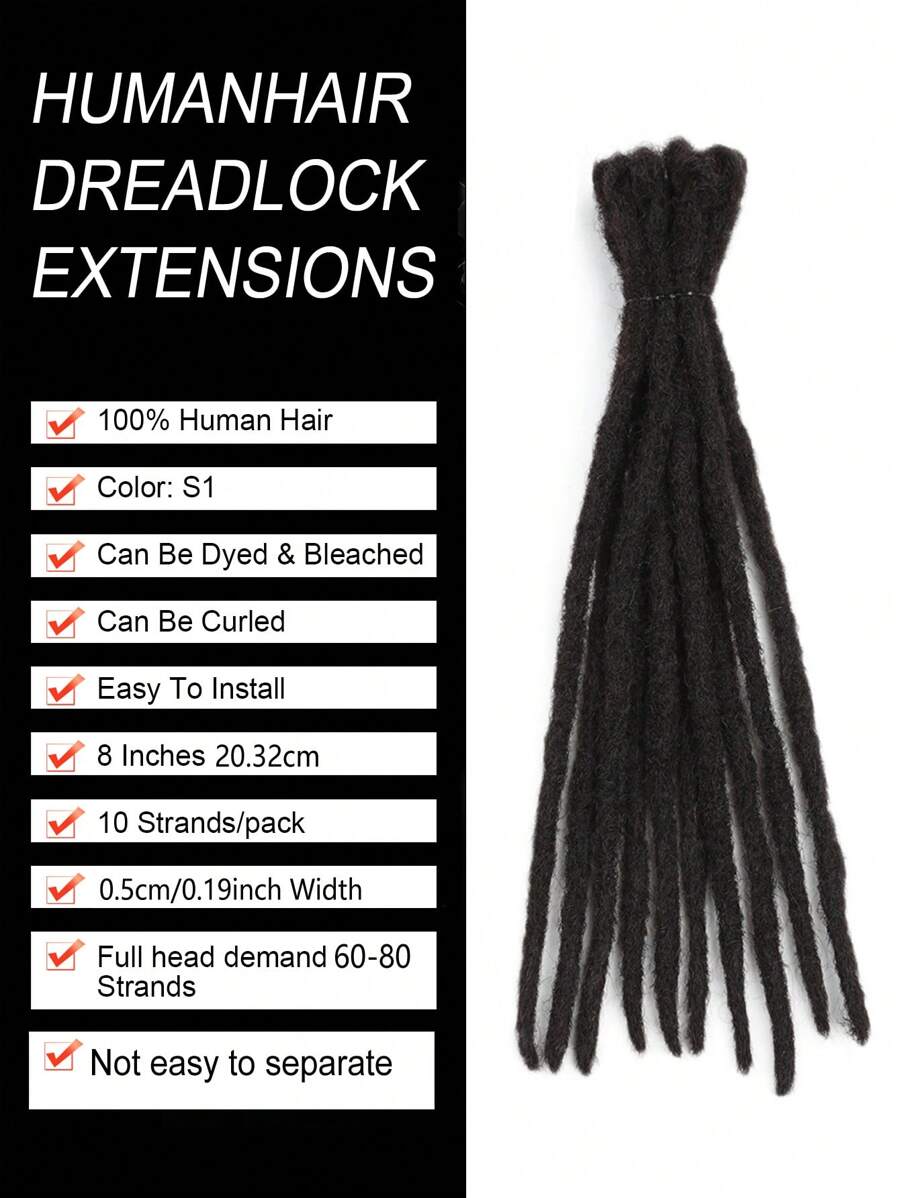 Pre-Looped Top Dreadlocks Extensions 8-14 Inch 100% Human Hair ...
