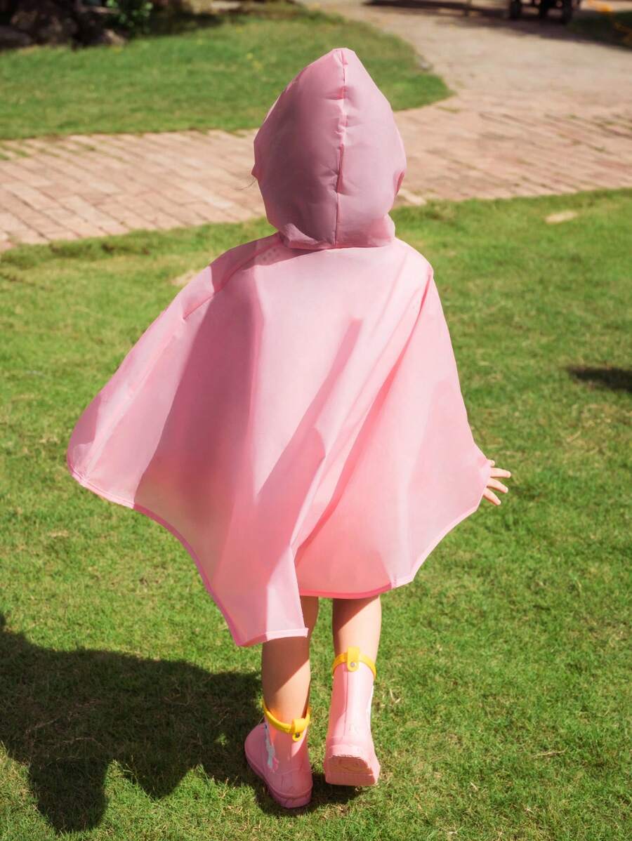 Girls' Cute Pink Color Hooded Raincoat | SHEIN USA