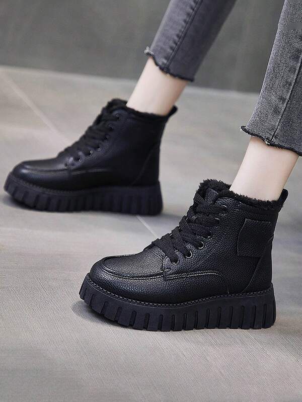 Stylish Height Increasing Women's Ankle Boots And Short Boots With Warm ...