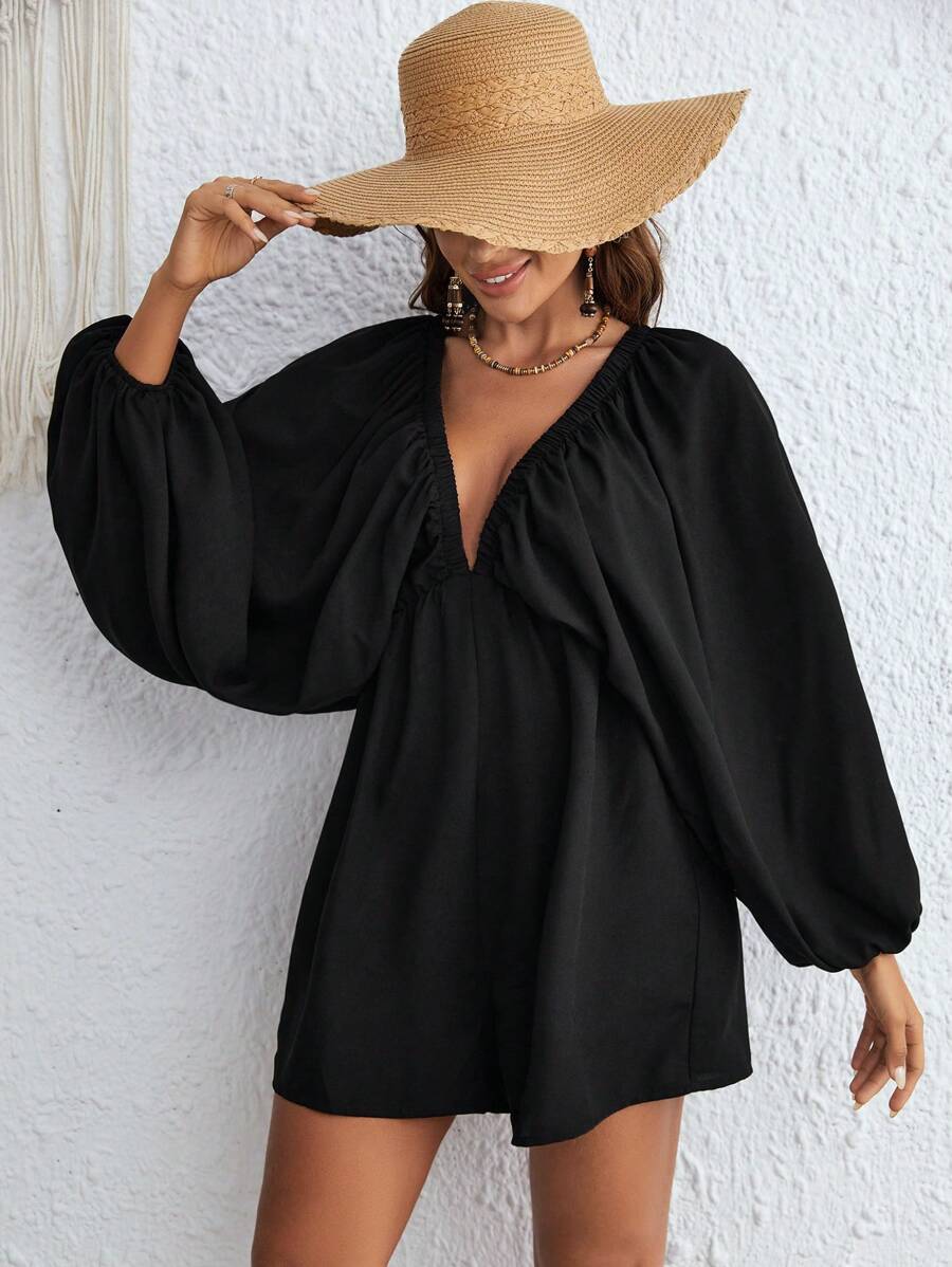 SHEIN VCAY Plunging Neck Batwing Sleeve Ruched Bust Dress for Sale Australia| New Collection ...