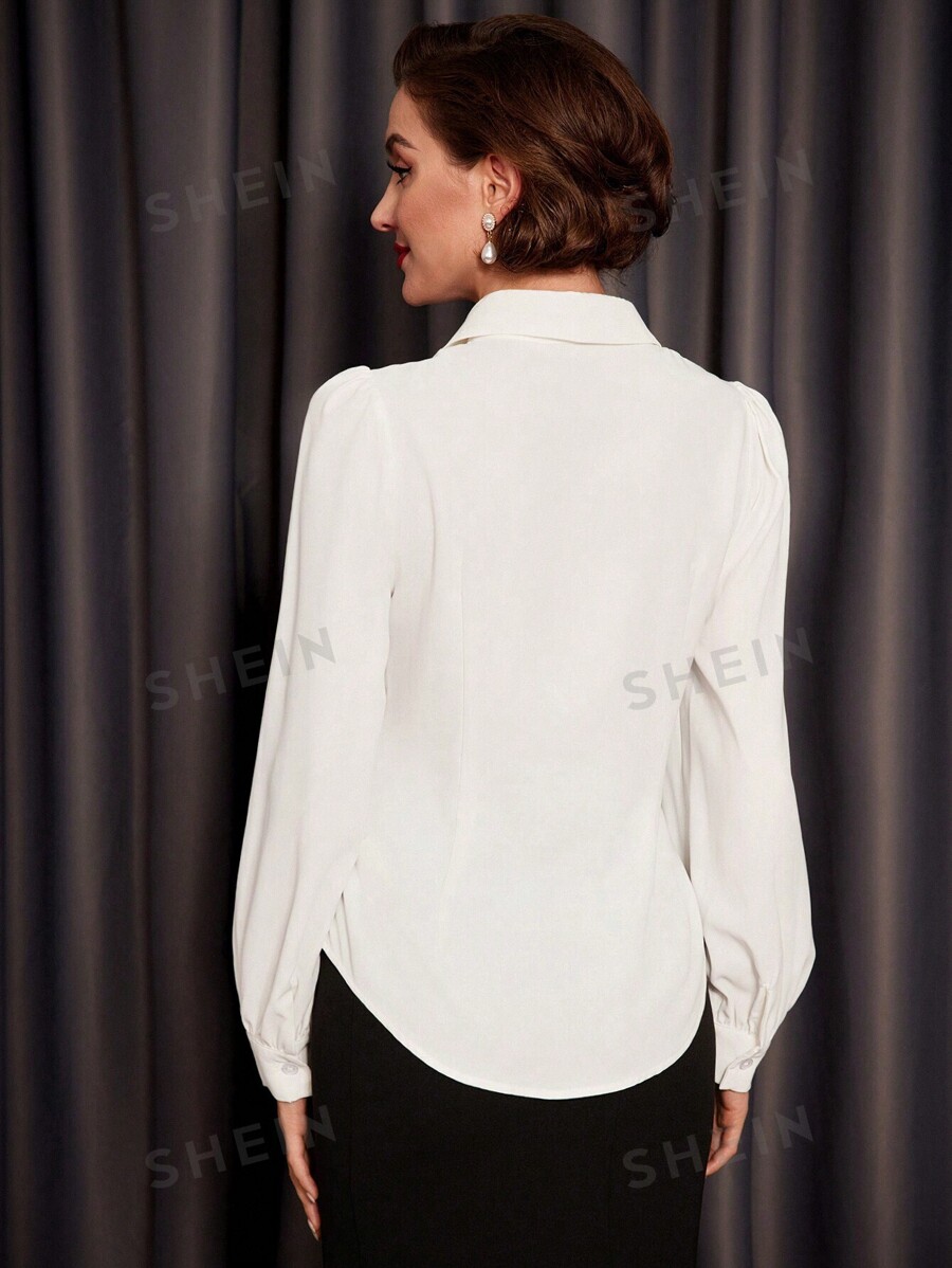 SHEIN DECDS Solid Button Front Shirt Summer Shirts Mom Shirts Vintage ...