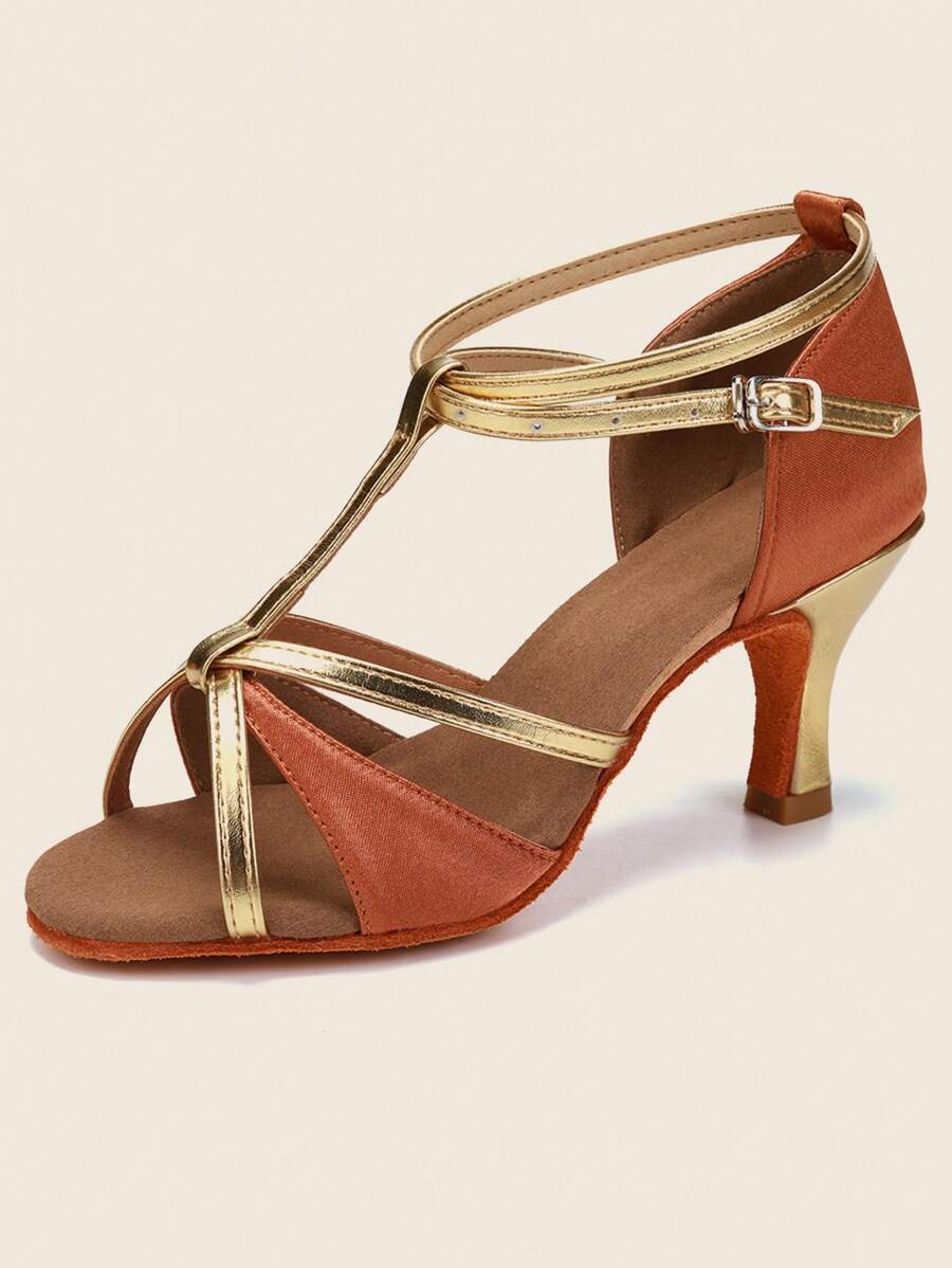 Women's Brown Latin Dance Shoes Open Toe Practice Shoes Ballroom Dance ...