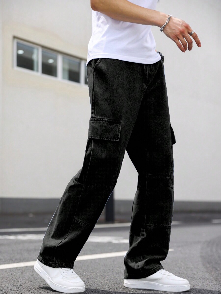 Manfinity EMRG Men's Casual Flap Pocket Side Cargo Jeans | SHEIN USA