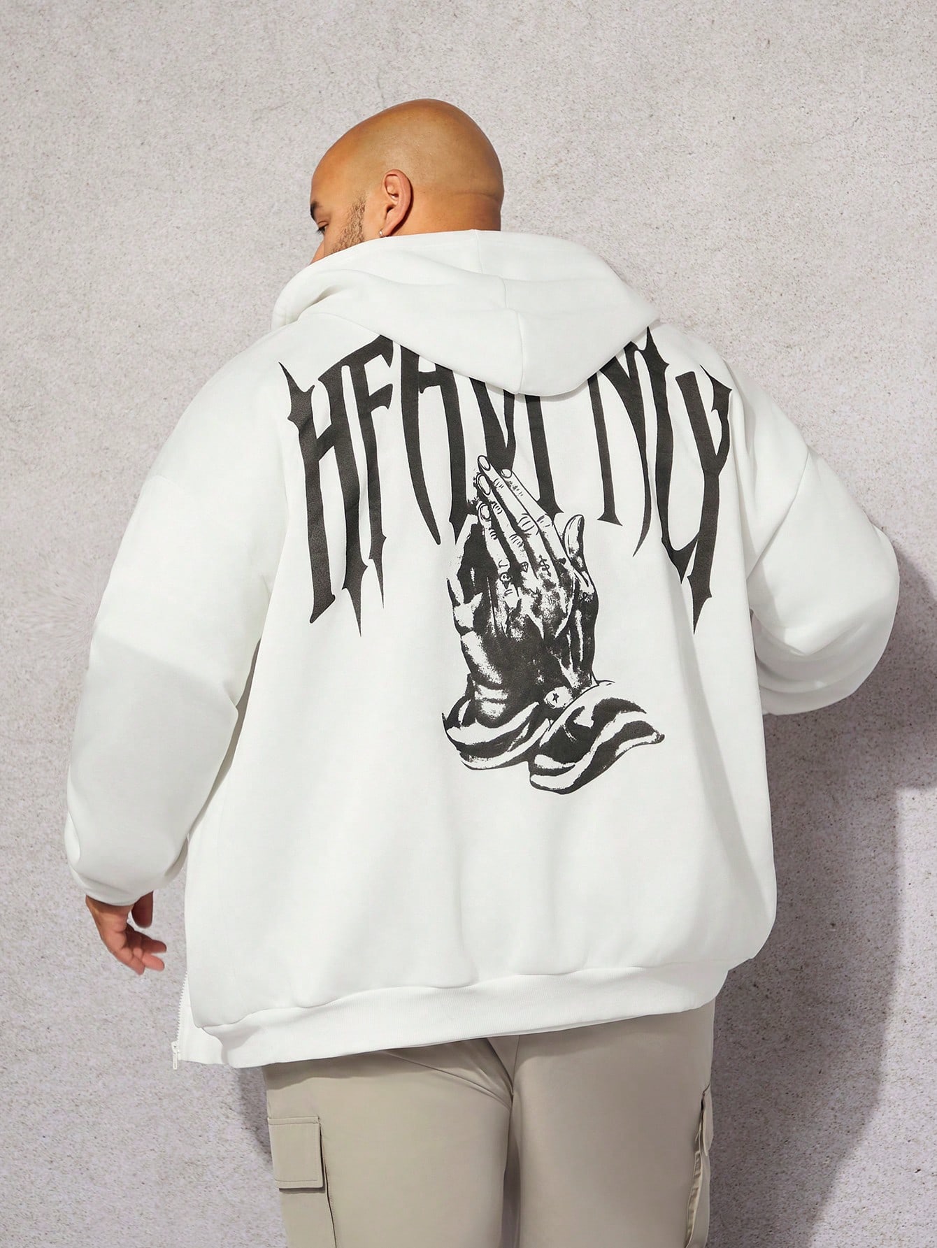 Manfinity EMRG Men Plus Zip Up Drawstring Hoodie | SHEIN USA