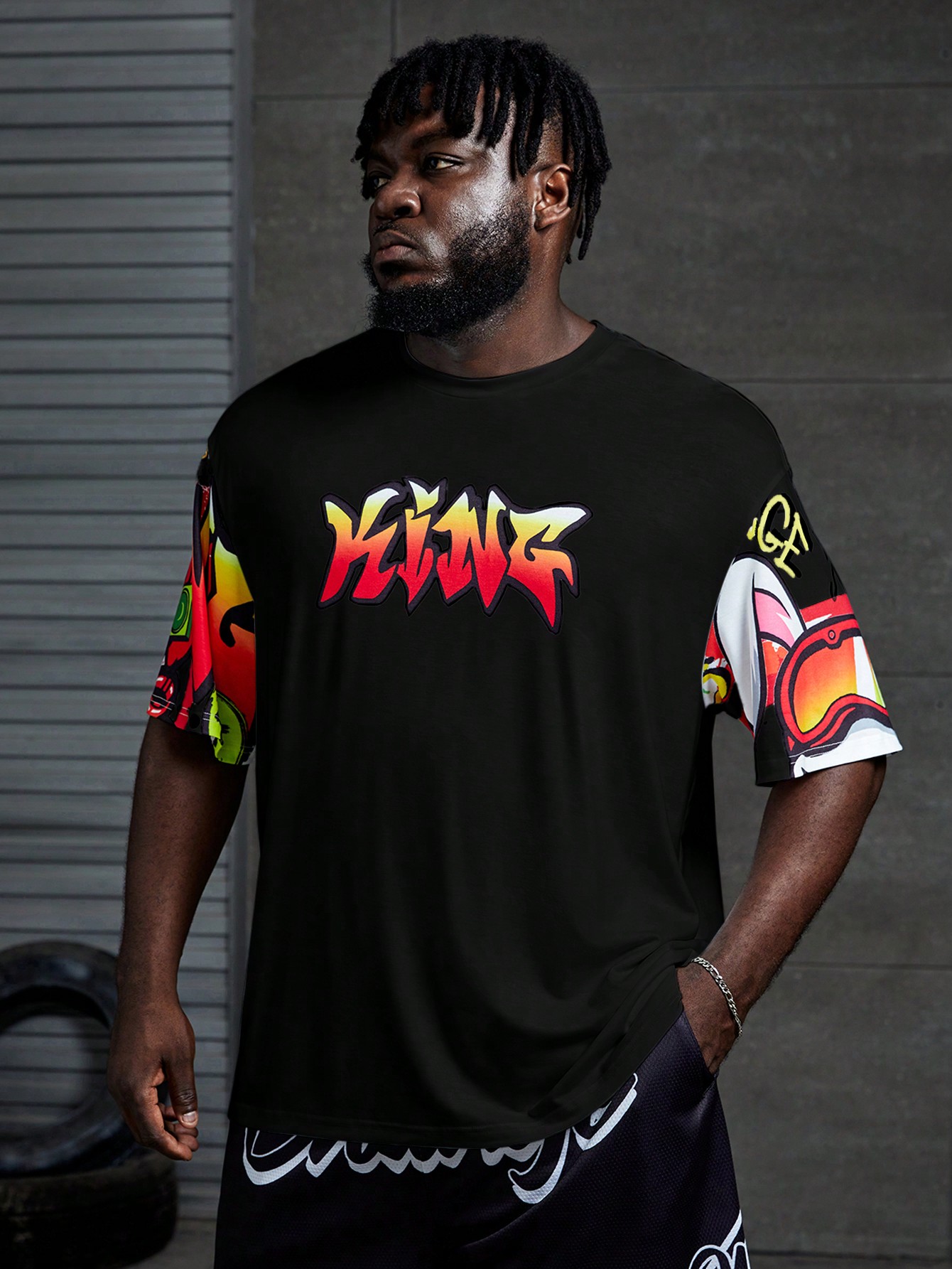 Manfinity EMRG Men Plus Cartoon Graphic Drop Shoulder Tee | SHEIN USA