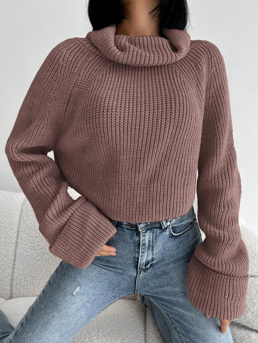 EURMUSE Suéter Con Cuello Alzado Y Manga Raglán | Moda de Mujer | SHEIN ...