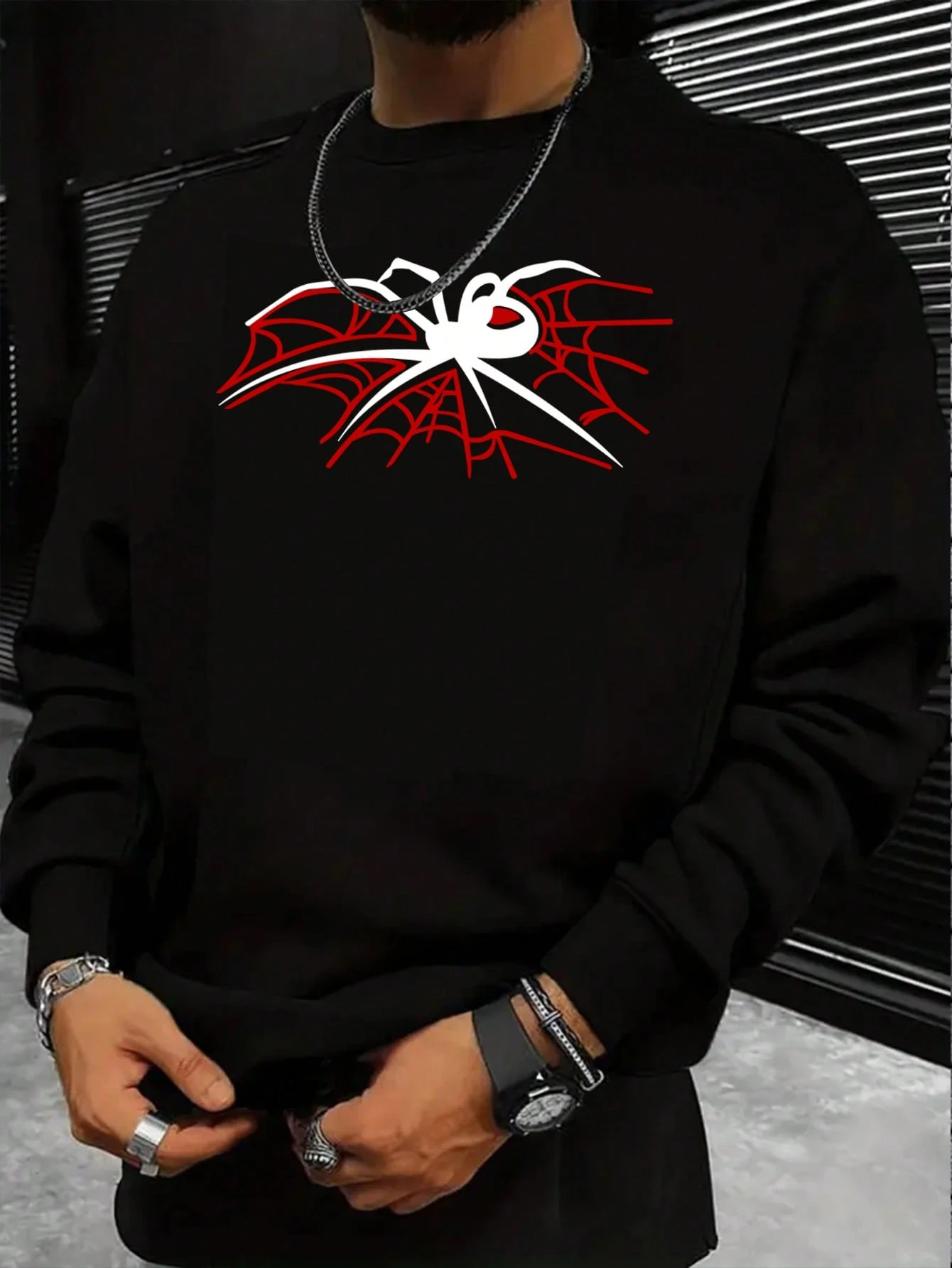 Manfinity EMRG Men Plus Spider Graphic Drop Shoulder Sweatshirt | SHEIN USA
