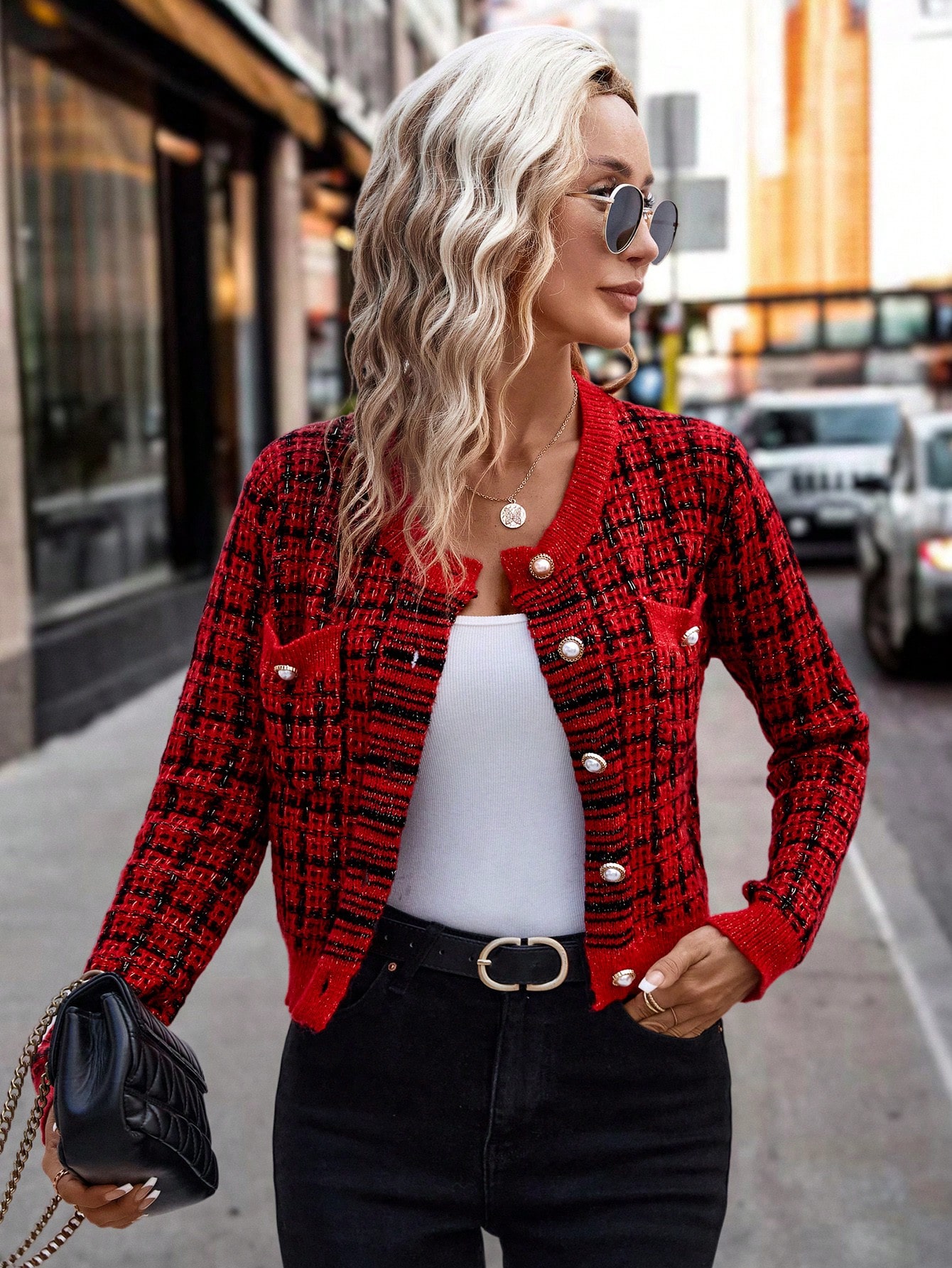 Shein Frenchy Plaid Pattern Button Front Cardigan Shein Usa
