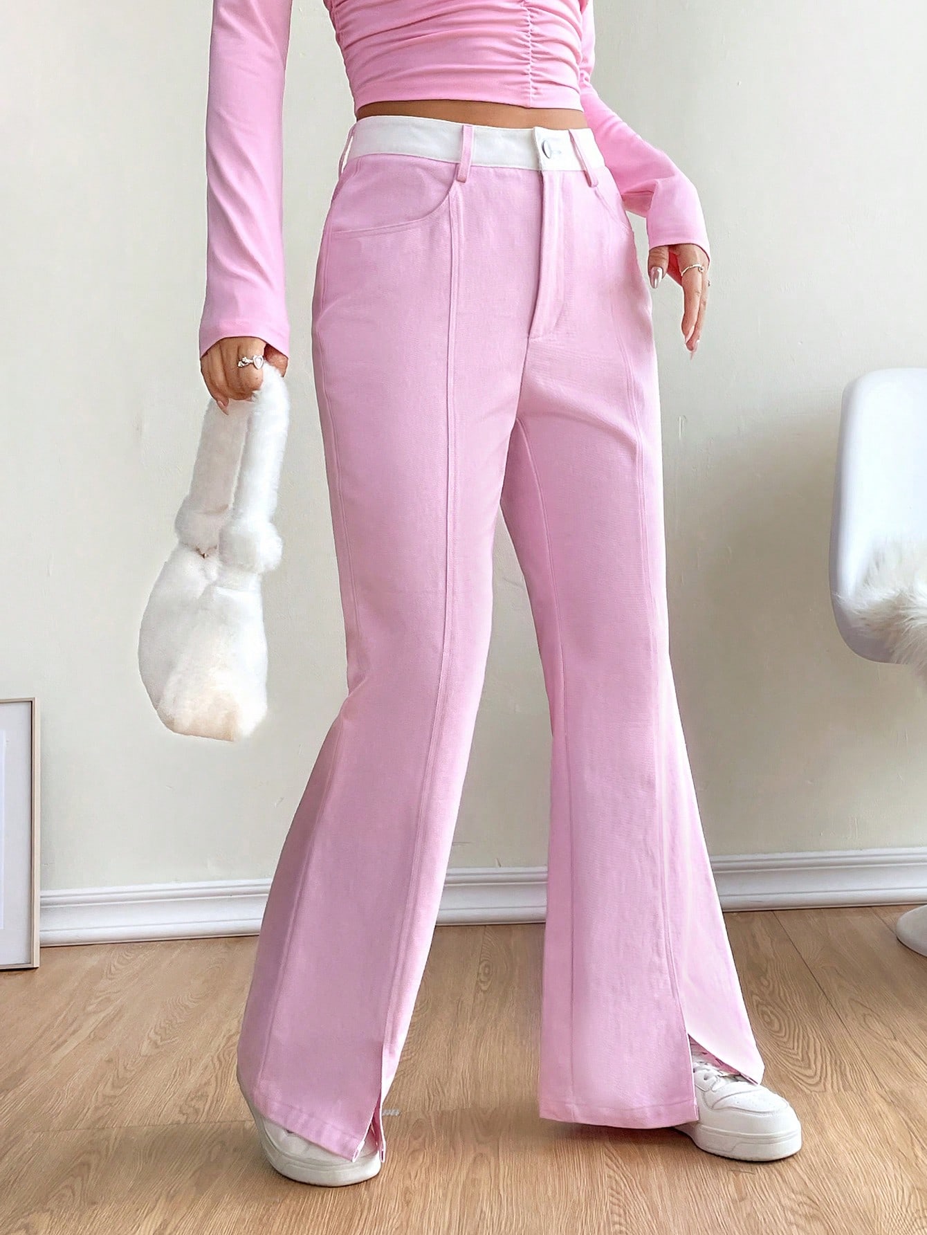Shein Ezwear High Waist Split Hem Flare Leg Pants Shein Usa