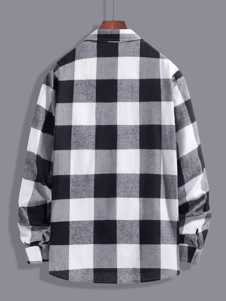 Manfinity Hypemode Men 1Pc Buffalo Plaid Long Sleeve Button Up Graphic Casual Family Matching ...