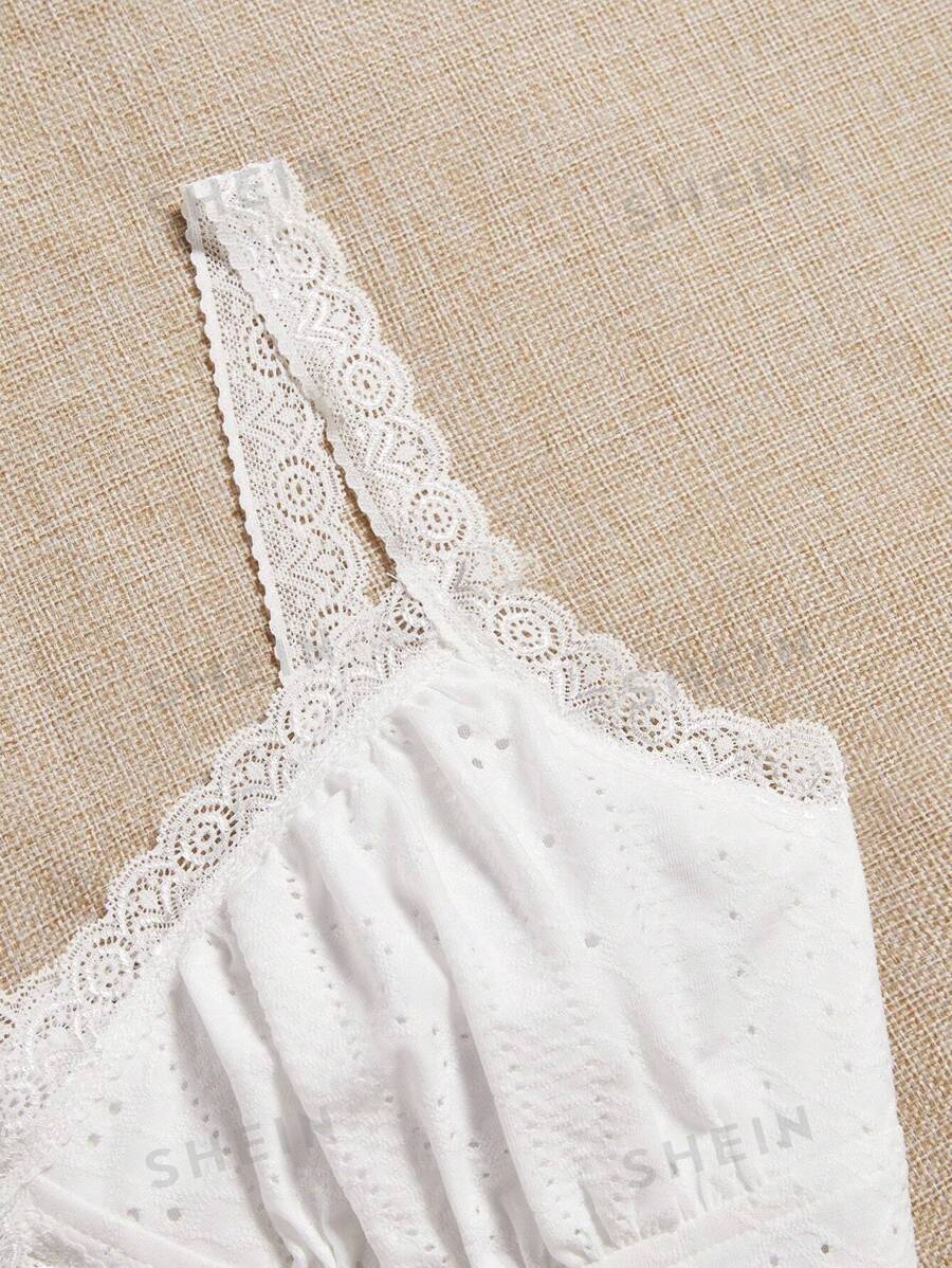 Shein Wywh Top De Tirantes Ribete Con Encaje Pecho Con Fruncido Bajo