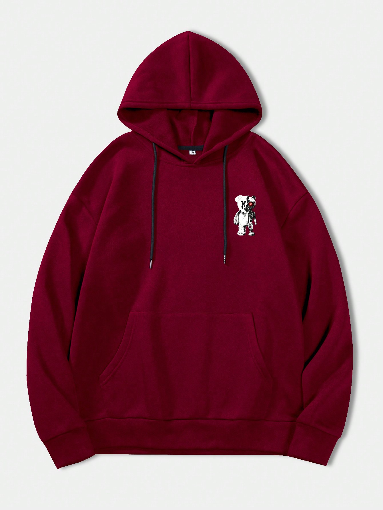 Manfinity Men Bear And Slogan Graphic Kangaroo Pocket Drawstring Hoodie