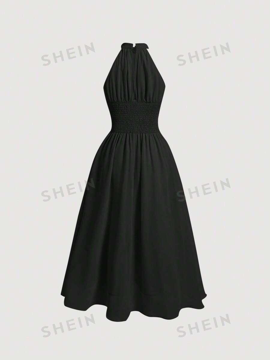 SHEIN MOD Solid Ruffle Trim Ruched Dress | SHEIN UK