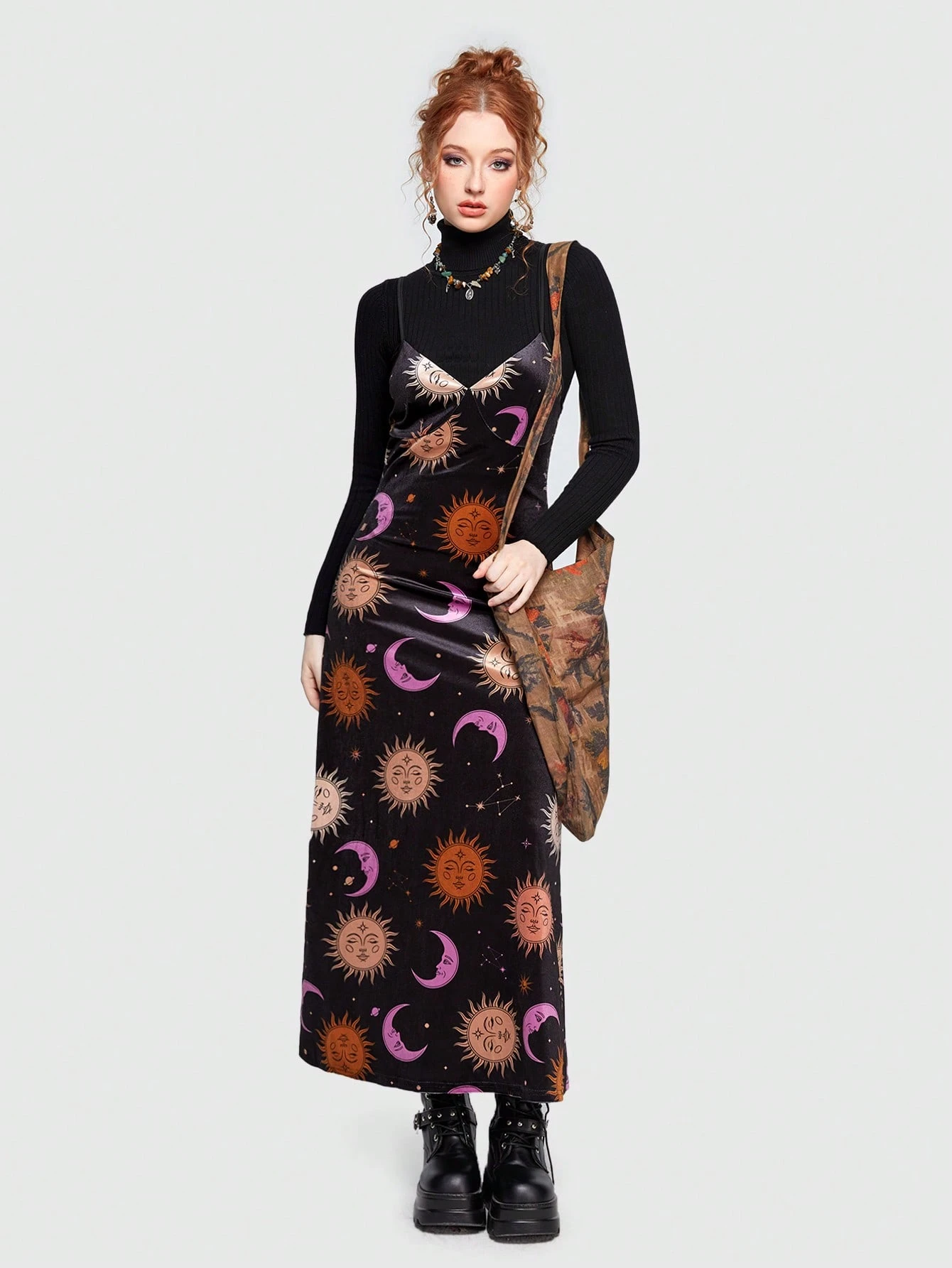 ROMWE Hippie Sun & Moon Print Cami Dress | SHEIN USA