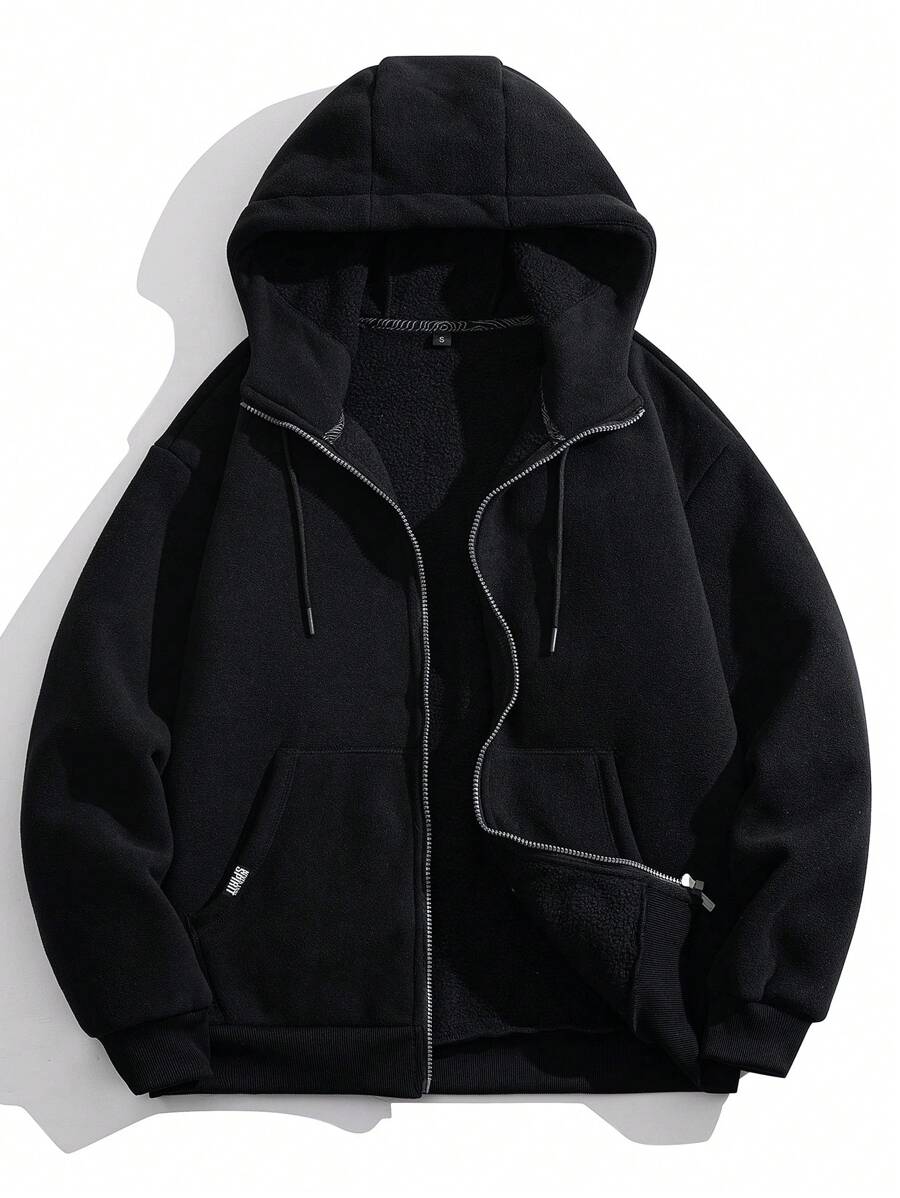 Men Zip Up Drawstring Hooded Jacket | SHEIN USA