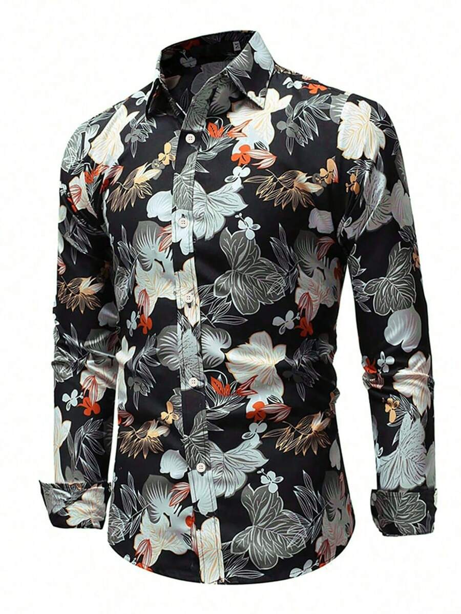 Men Tropical Print Button Up Shirt | SHEIN USA