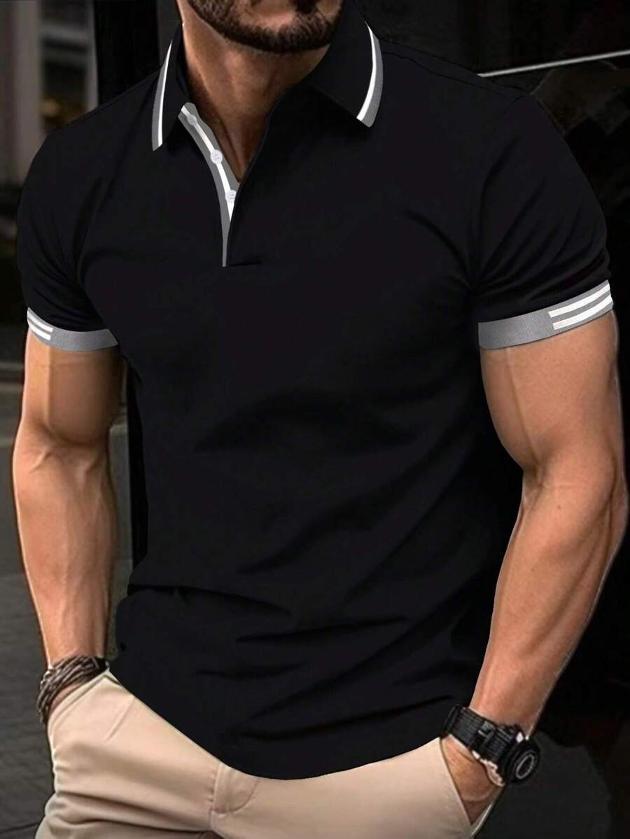 Manfinity Mode Men Contrast Trim Polo Shirt | SHEIN USA