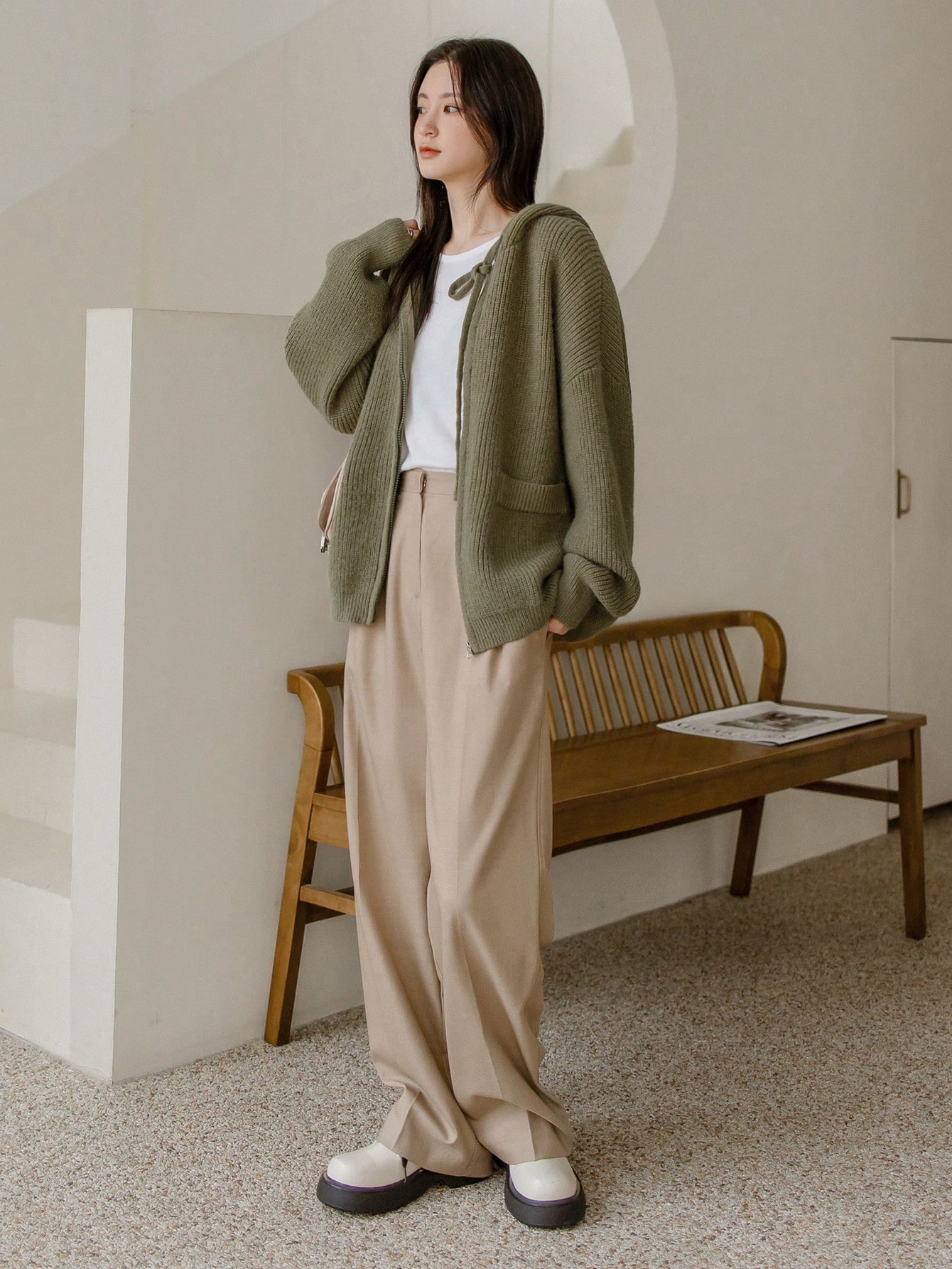 Dazy Star Dual Pocket Drop Shoulder Drawstring Hooded Cardigan | SHEIN USA