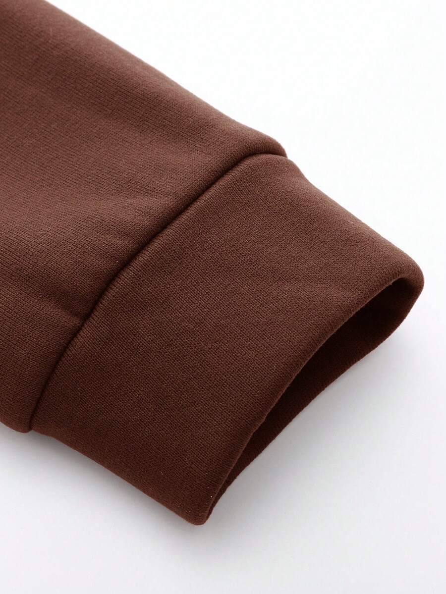 Manfinity Hypemode Loose Fit Letter & Star Print Zipper Closure Drawstring Hooded Sweatshirt For ...