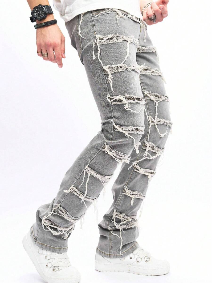 Manfinity Roghcode Men Ripped Frayed Skinny Jeans | SHEIN USA