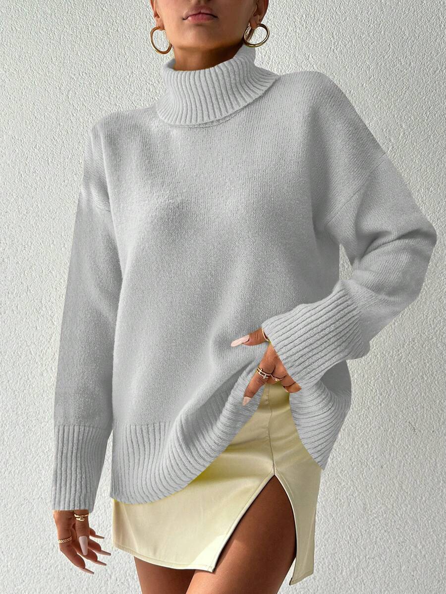 EURMUSE Turtleneck Drop Shoulder Sweater | SHEIN USA