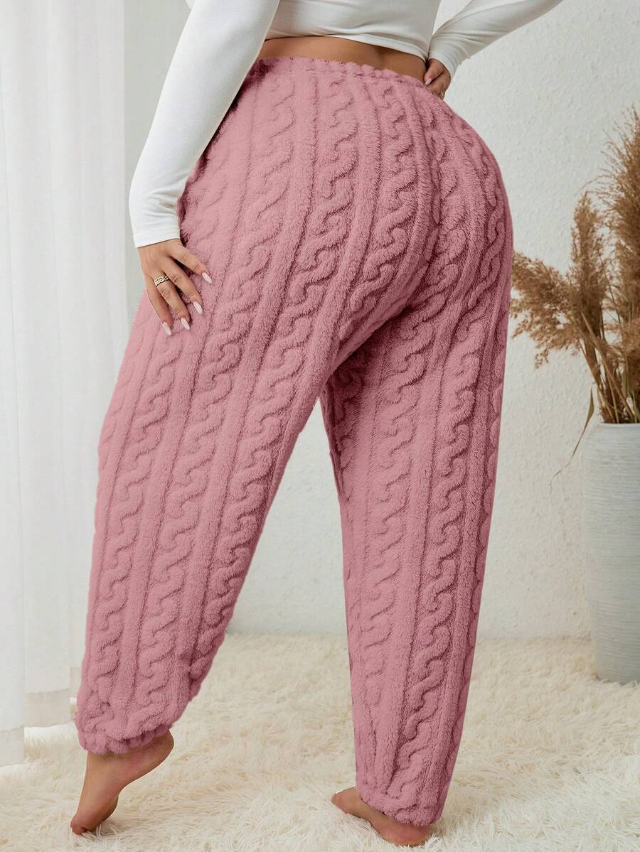 Plus Solid Fuzzy Sleep Pants | SHEIN UK