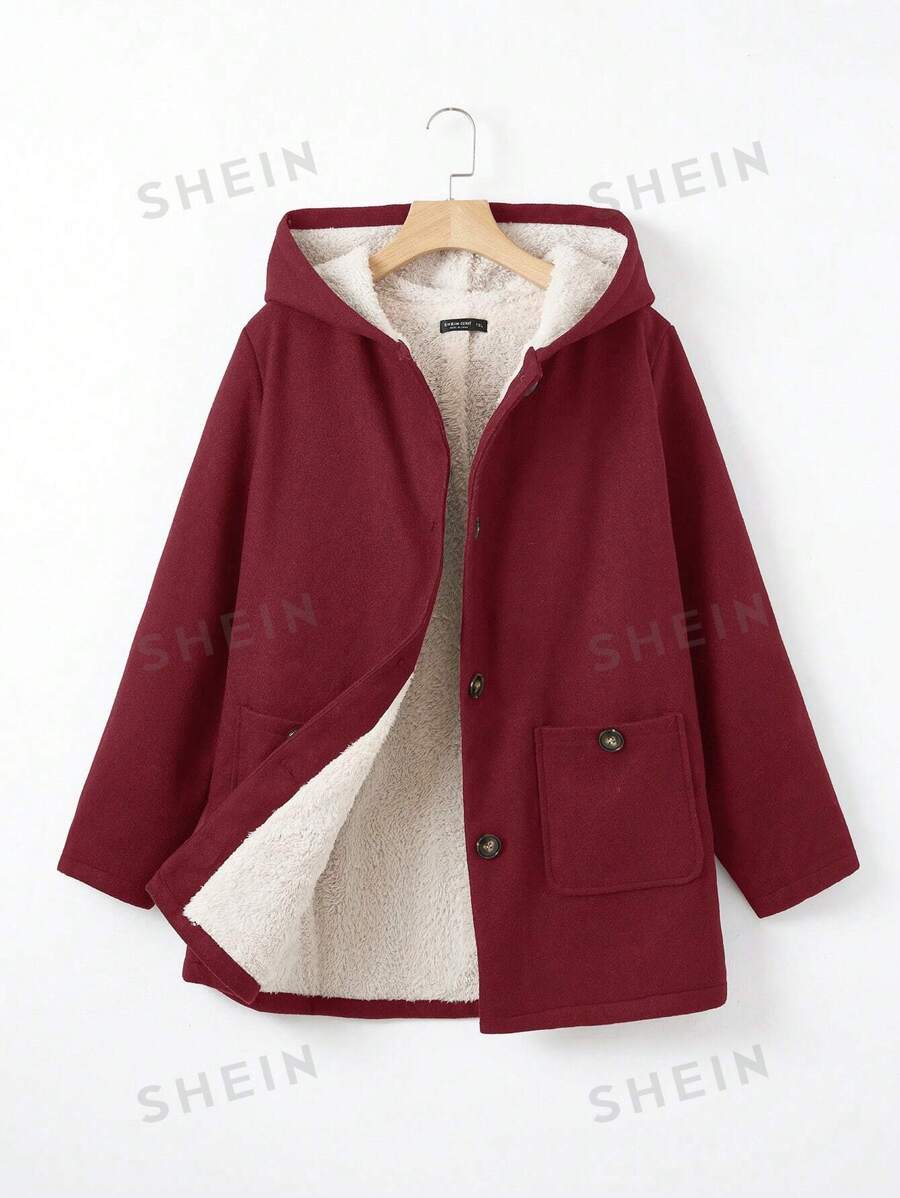 SHEIN EZwear Women's Hooded Jacket With Fleece Lining | SHEIN UK