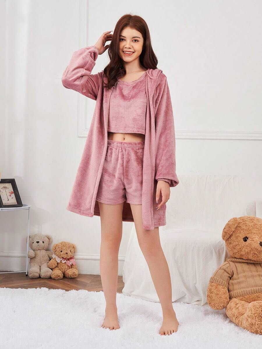 Teen Girls' Simple Style 3pcs Sleepwear Set | SHEIN USA