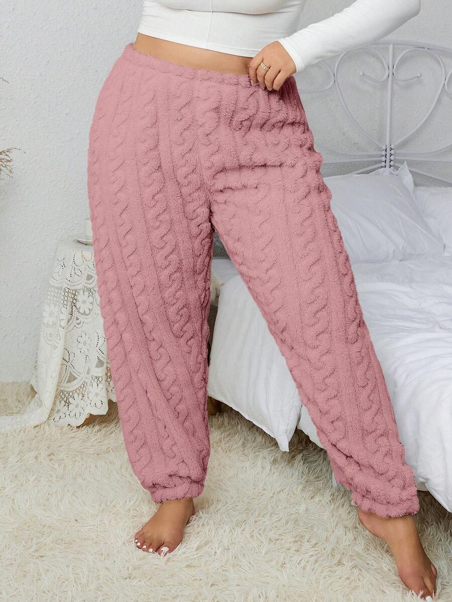 Plus Solid Fuzzy Sleep Pants | SHEIN USA