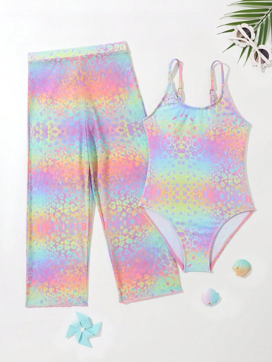 Young Girl Laser Shiny One-Piece Swimsuit | SHEIN USA