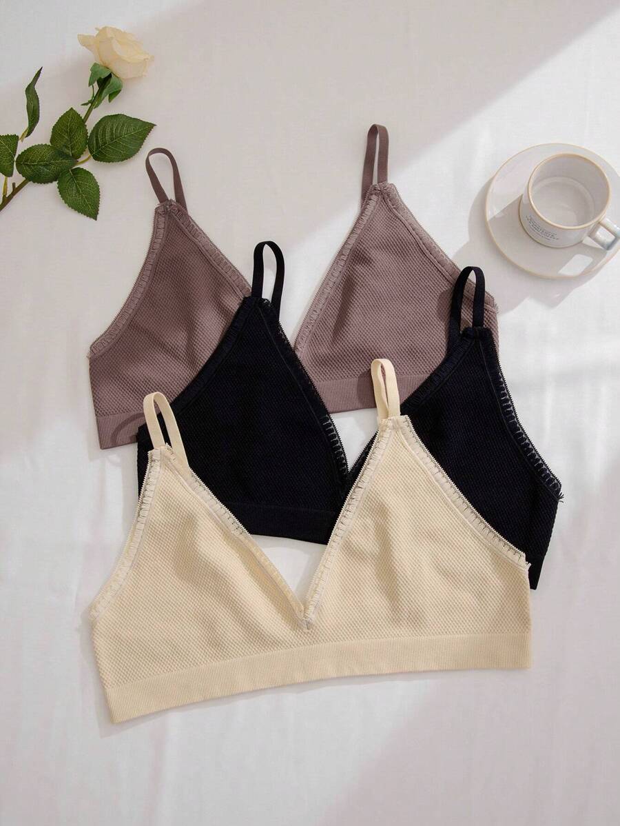 Plus 3pcs Solid Cami Bra | SHEIN USA