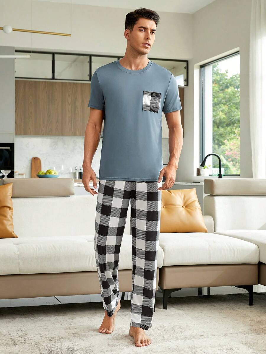 Men Plaid Print PJ Set | SHEIN USA