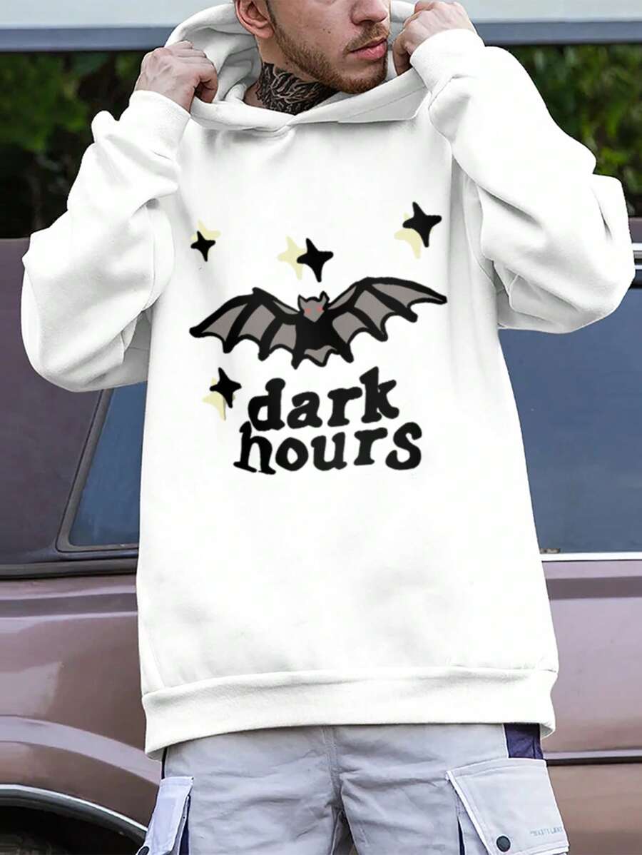 Men Letter & Bat Print Drop Shoulder Hoodie | SHEIN USA