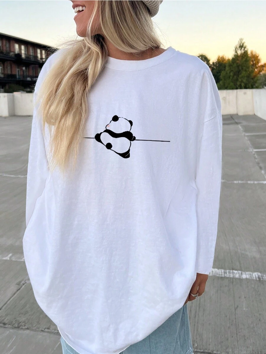 Cartoon Panda Print Tee | SHEIN USA